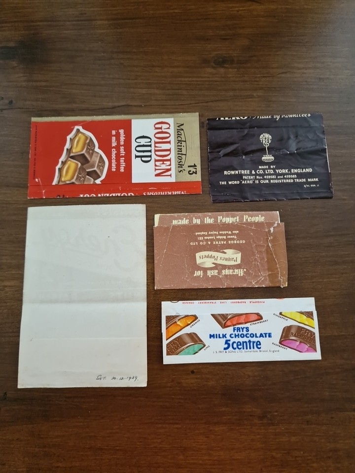 ORIGINAL VINTAGE CHOCOLATE & SWEETS WRAPPERS USED LOT OF 5 LOT 30 | eBay UK