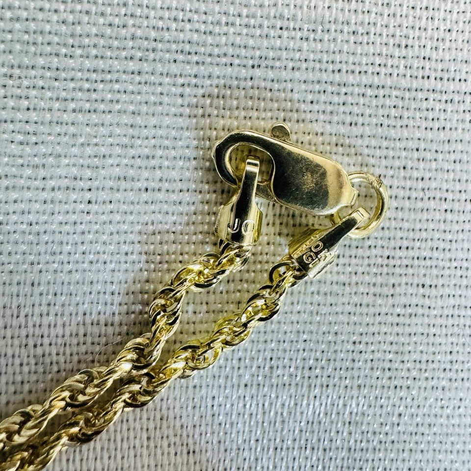20" Solid 10K Yellow Gold 1.7mm Rope Chain Necklace Lobster Clasp | eBay