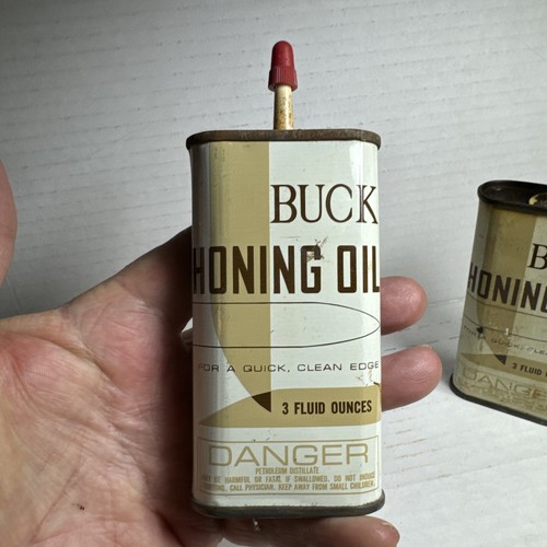 Vintage Buck Honing Oil Can, 3oz, 1950s/60s design, Knives 90% full | eBay