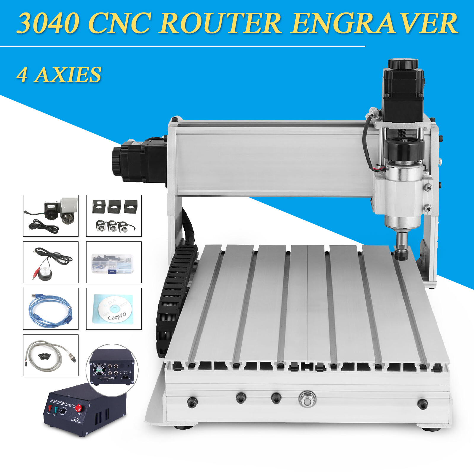 CNC Router Engraver Machine 3020T 4Axis carving Engraving Milling 3d ...