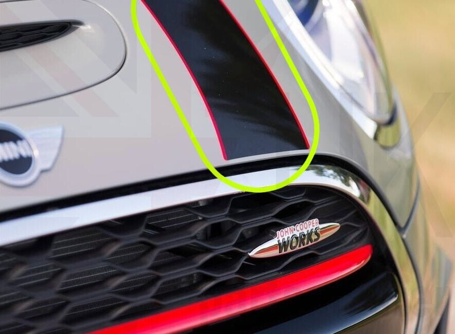 MINI F55 F56 F57 JCW GENUINE HOOD BONNET STRIPE BLACK WITH RED ...
