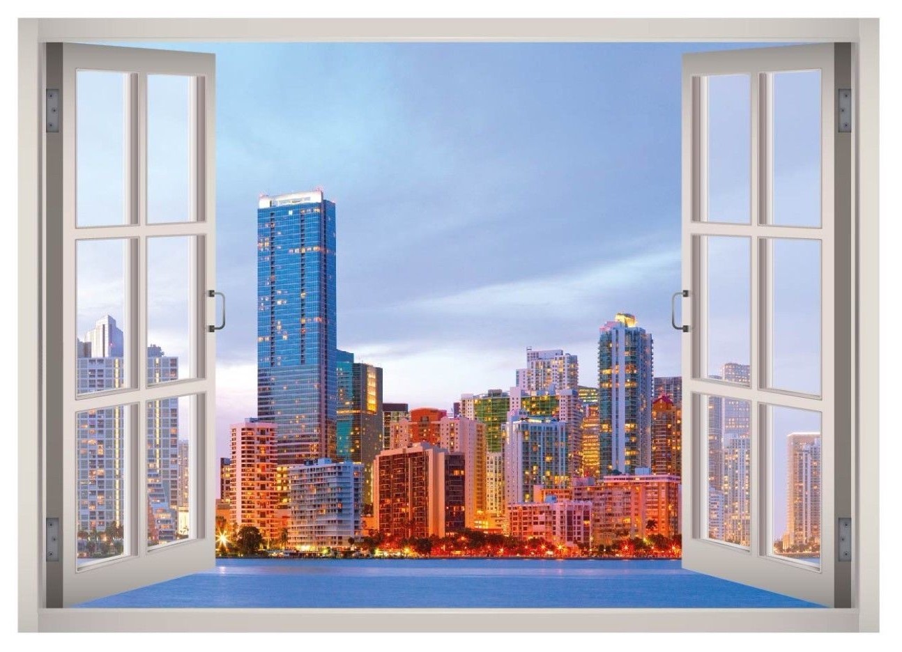 New York City Skyline Window 3D Wall Decal Art Mural Home Decor Canvas ...
