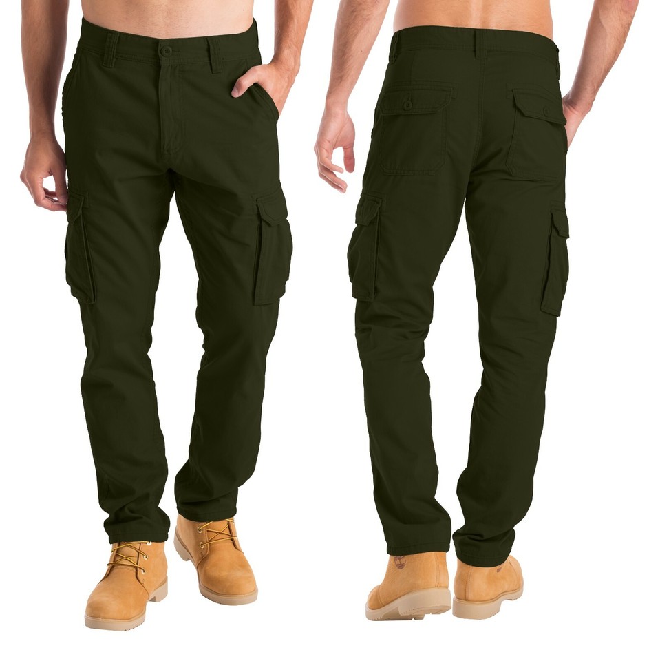 Mens Heavy Duty Work Trouser Stretch Reinforced Utility Pocket Cargo ...