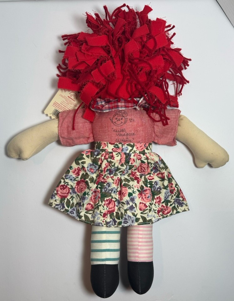 16" Rags Raggedy Ann Doll By Applause Fabric & Yarn Hair Signed By Kim ...