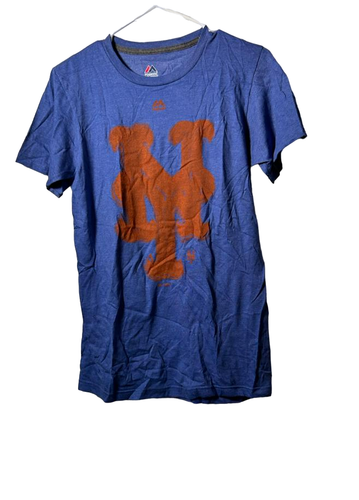 Majestic Men's New York Mets Spray Print Logo Short Sleeve T-Shirt ...