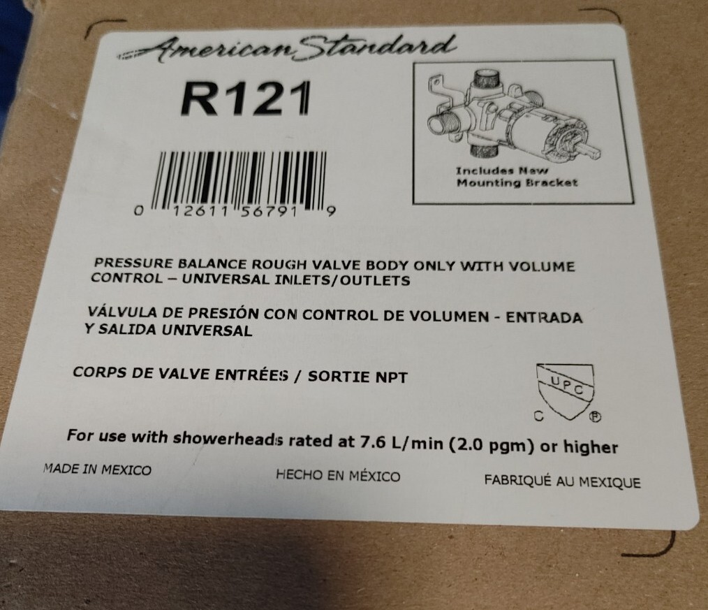 New/Open Box American Standard R121 Pressure Balance Rough Valve Body ...