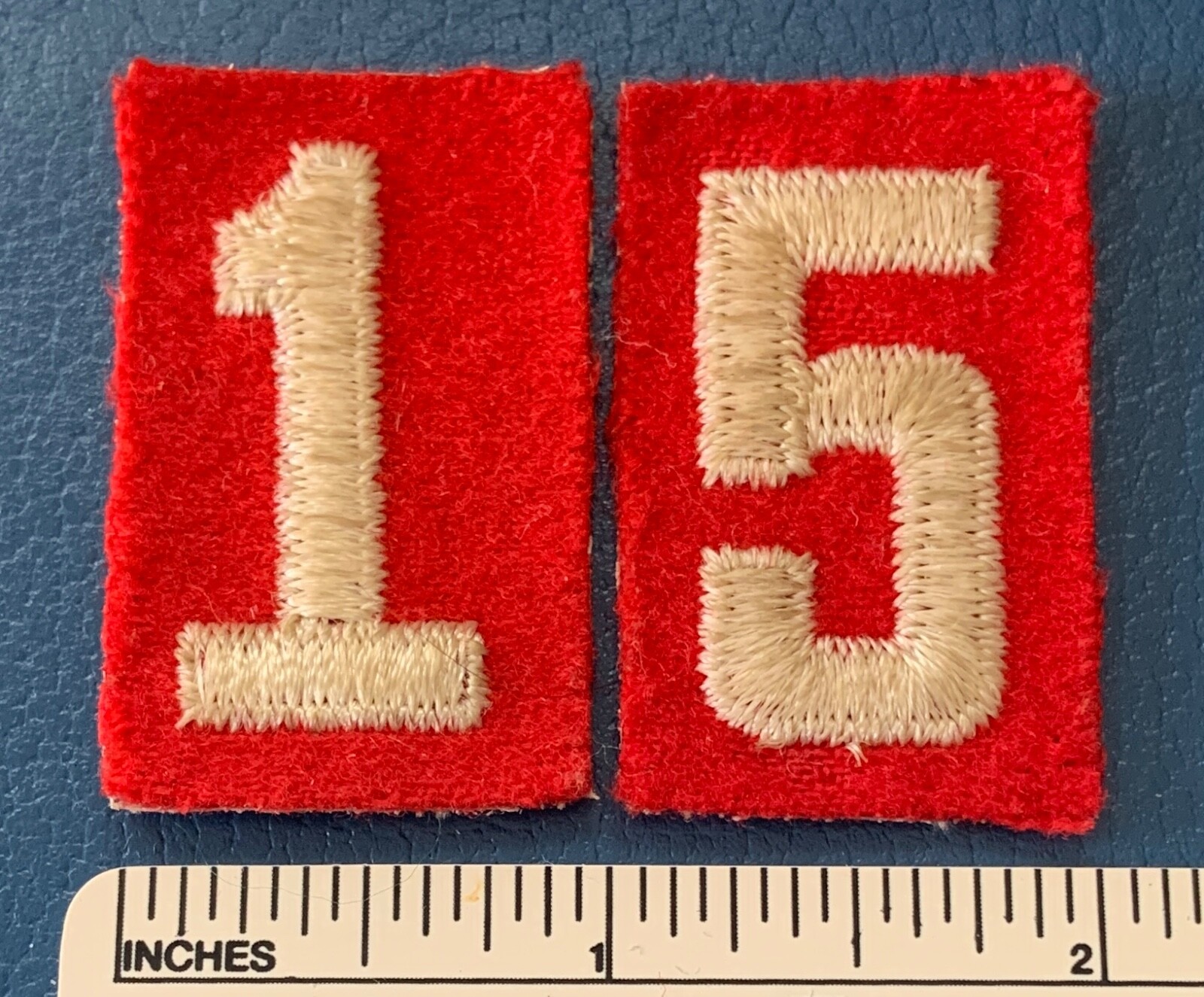 2 Vintage TROOP 15 Boy Scout Red & White Felt Number # PATCHES BSA 1 5 ...