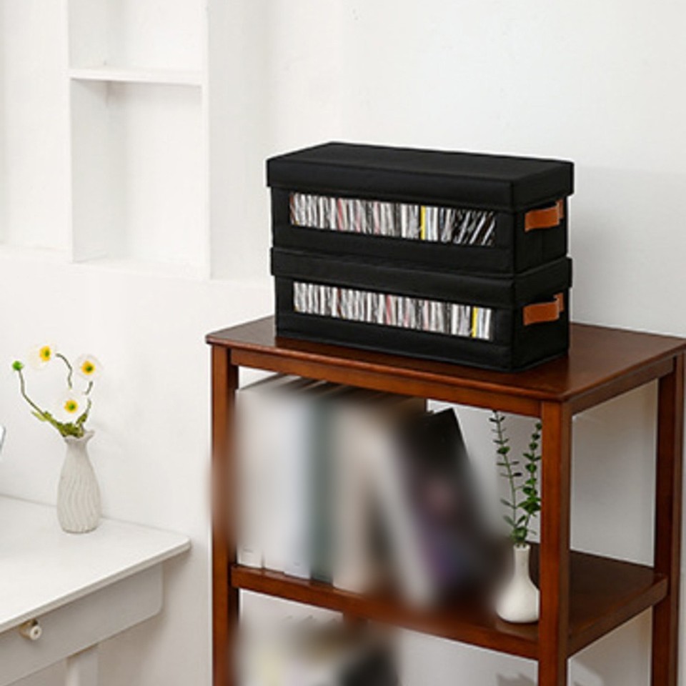 Stylish CD Storage Box Made of Oxford Cloth for 37 Discs with Clear ...