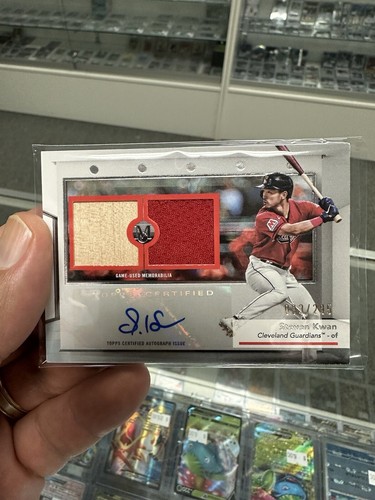 Steven Kwan 2024 Topps Museum Collection Signature Swatches Dual Relic ...
