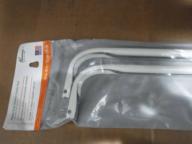 Kenney KN522 Heavy Duty Double Curtain Rod 48 - 86 in L Steel White for ...