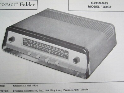 GROMMES 103GT TUNER RECEIVER PHOTOFACT | eBay