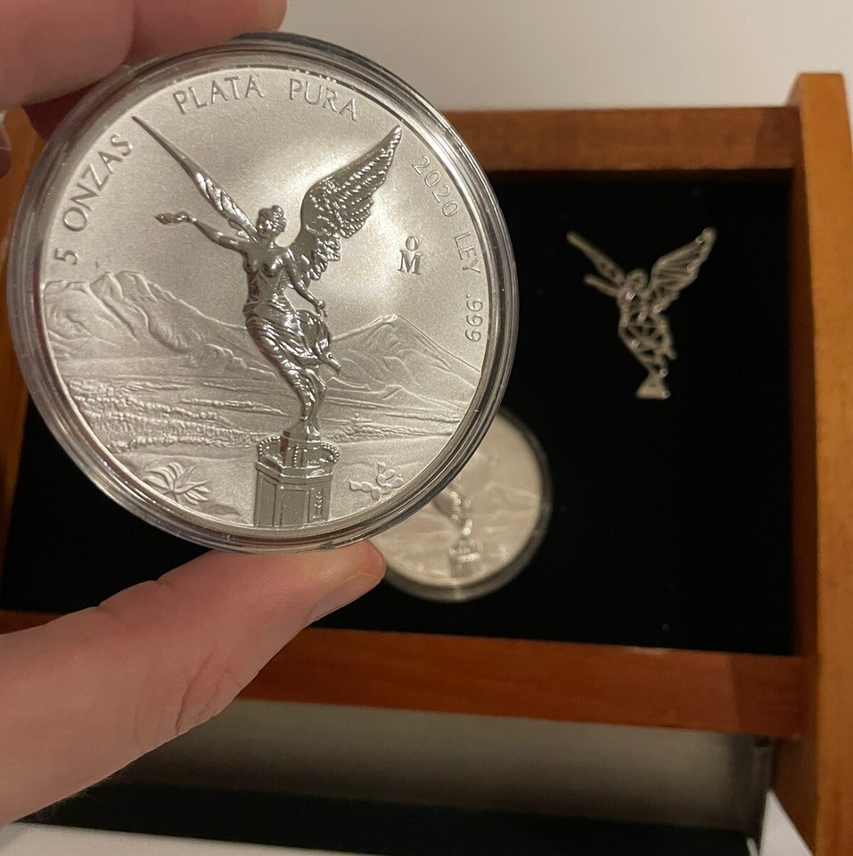 2020 Mexico Libertad Two-Coin 2oz and 5oz Reverse Silver Proof Set COA ...