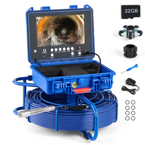 9" Self-Leveling Sewer Inspection Camera 512Hz 230ft/70m Digital Length ...
