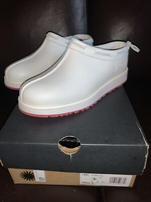 NIB UGG Mens Tasman Leather Sundae Fur Slippers - White Red - US Size 6 ...