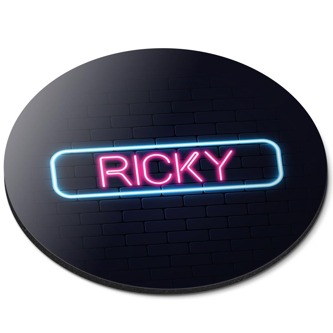 Round Mouse Mat Neon Sign Design Ricky Name #352422 | eBay