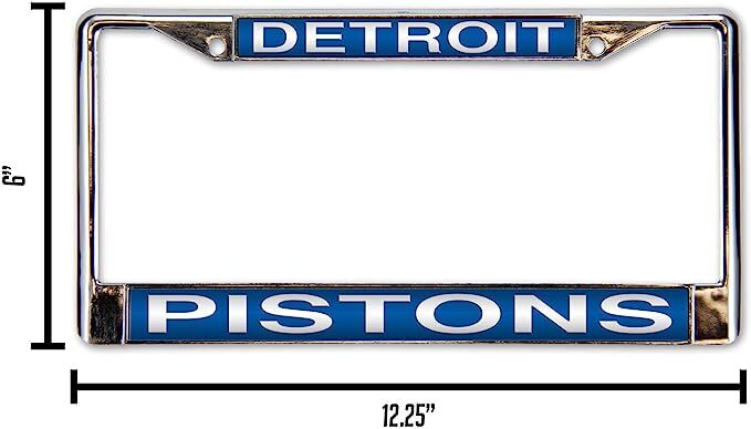 Detroit Pistons NBA Chrome Metal (Set of 2) Laser Cut License Plate ...