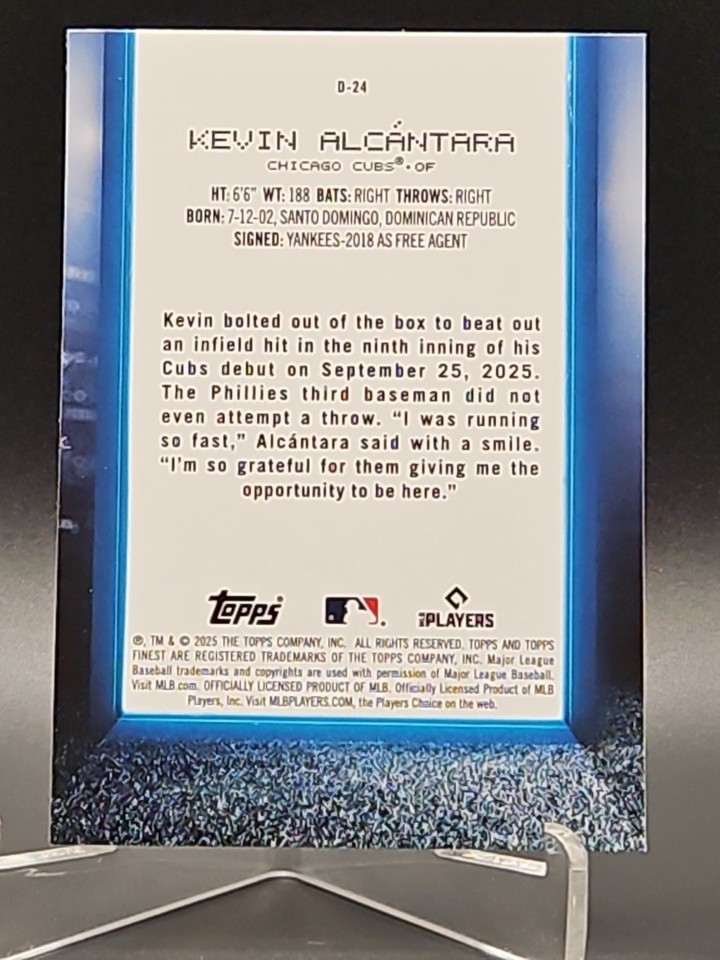 2025 Topps Finest Kevin Alcantara Debut #D-24 RC Rookie Cubs | eBay
