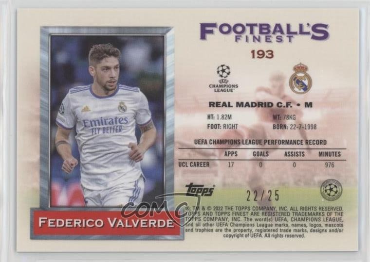 2021-22 Topps Finest Flashbacks UCL Black Refractor /25 Federico ...