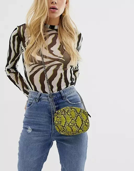 ASOS New Look Neon Green Snake Print Crossbody Bag Gu… - Gem