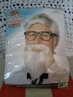 Adult SOUTHERN COLONEL WIG & BEARD NEW Costume 2pc White South ...