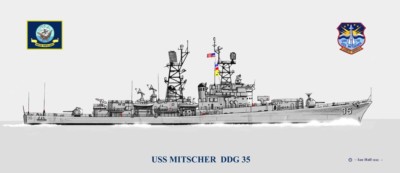 USS Mitscher DDG-35 Ship Print US Navy | eBay