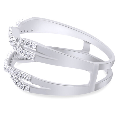 10k White Gold Split Shank Solitaire Enhancer 0.35 Ct Natural Diamonds ...