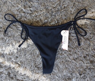 VIctorias Secret Itty side tie thong swim bottom New size Small Black | eBay