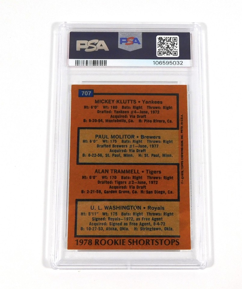 1978 Topps Alan Trammell / Paul Molitor Rookie #707 PSA 7 | eBay