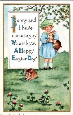 Bunny Rabbit featured on Cute Vintage Easter Postcard j/02 AX3624 | eBay
