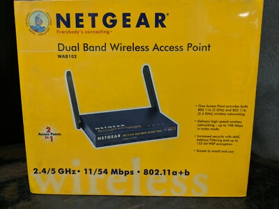 New Sealed NETGEAR Dual BAnd Wireless Access POINT 802.11 a+b: 2.4/5 ...