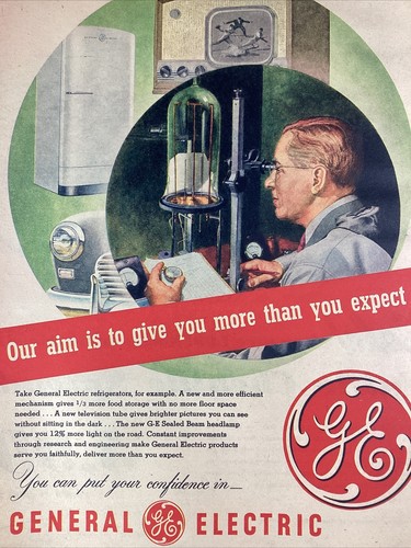 General Electric GE Print Ad 1948 Atlanta AJC Original Rare TV Fridge ...