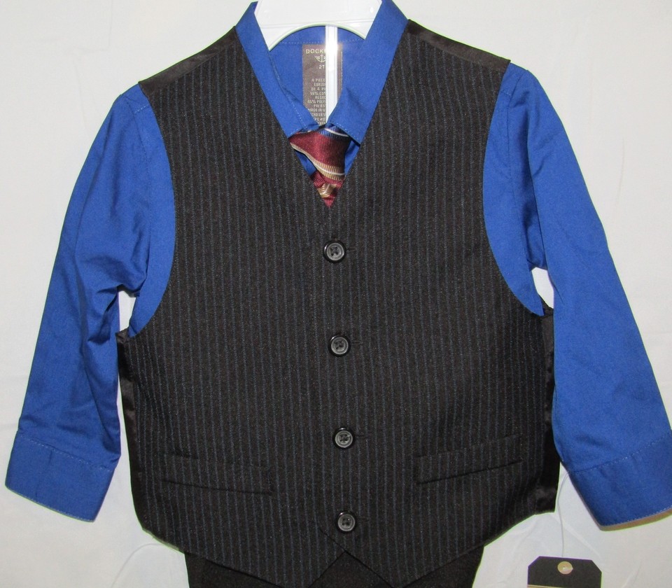 NEW DOCKERS BABY TODDLER BOYS BLACK AND ACADEMY BLUE 4 PIECE VEST SET ...