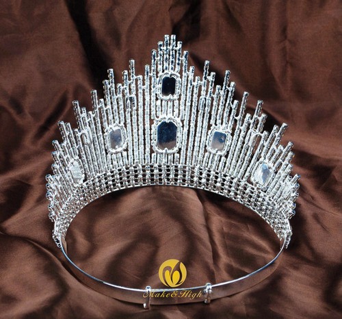 RED Crystal Miss Pageant Tiara Rhinestone Large Crown Bridal Wedding ...