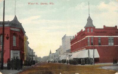 Water Street Scene SPARTA, WI Monroe County Bank 1913 Vintage Postcard ...