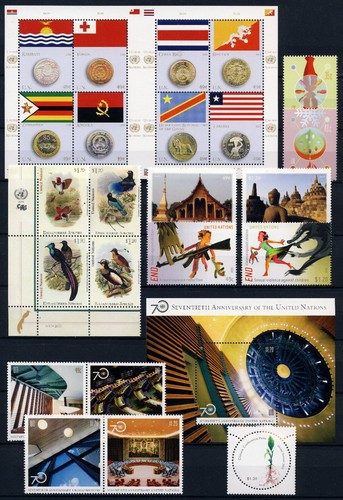 UN - NEW YORK . 2015 Year Set . 15 Stamps + 4 Sheets . Mint Never ...