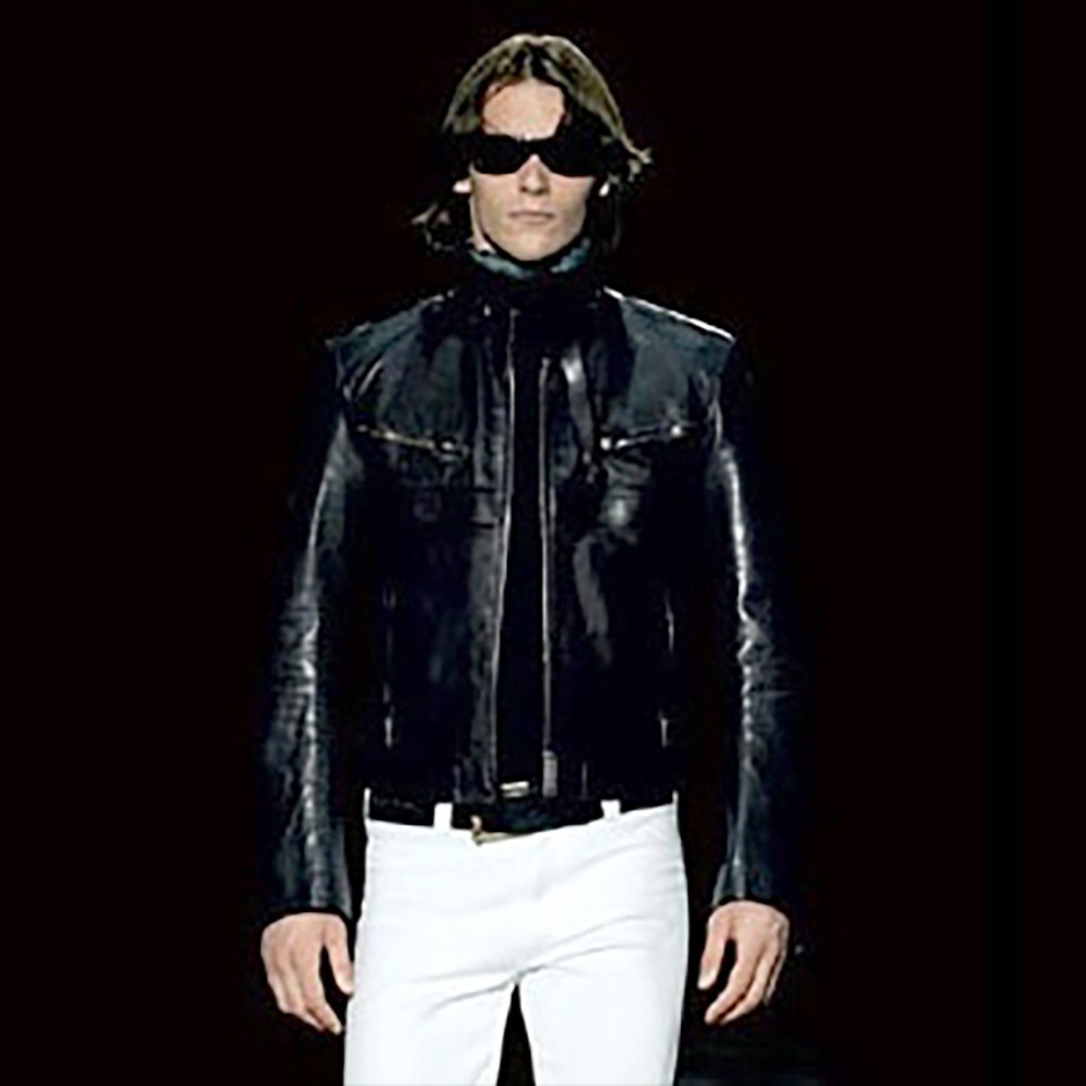 VTG GUCCI Tom Ford Uomo Cruise 2004 Leather Biker Café Jacket BLACK ...