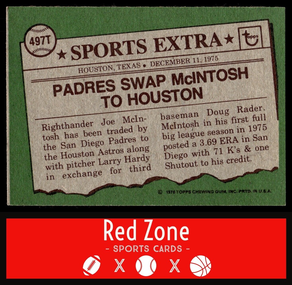 1976 Topps - #497T Joe McIntosh EX+ | eBay
