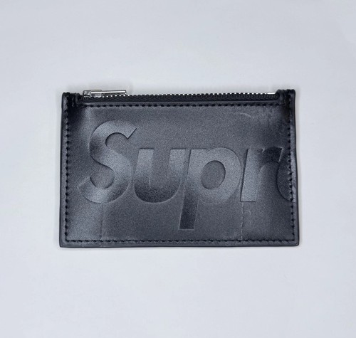 Supreme Leather Zip Card Holder Black | eBay UK