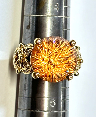 SETA STERLING Signed Aurora Borealis Citrine Crystal Ring Size 5 #18 | eBay