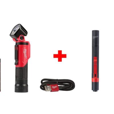 Milwaukee Flashlight 500 Lumens LED Pivoting REDLITHIUM w/ 100 Lumens ...