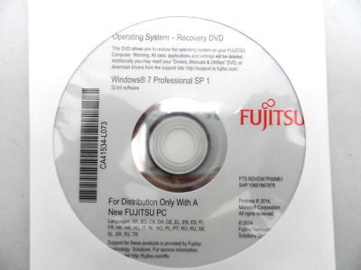 Fujitsu Recovery DVD 32 bit Windows 7 Professional SP1 32 bit Operating ...