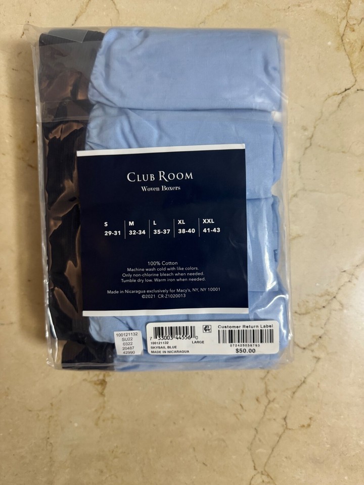 Club Room Mens 4 Pack Woven Cotton Boxers Boxer Shorts Underwear Size ...
