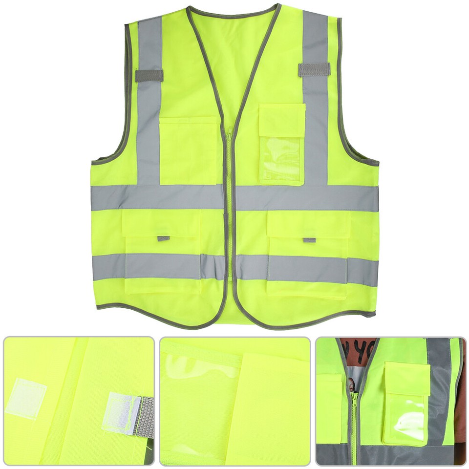 (Fluorescent Green M)High Visibility Traffic Vest Construction Safety ...