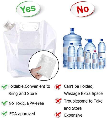 4 x 5 Litres/5.3 Gal Collapsible Water Jug Container, Freezable, BPA ...
