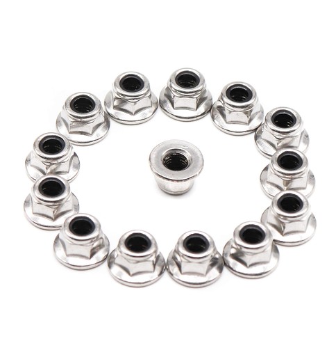 20-Pack M6 Nylon Insert Flanged Lock Nuts – 304 Stainless Steel DIN6926 ...