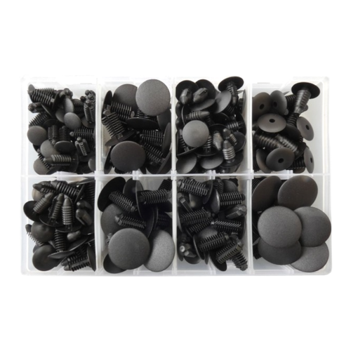 200Pcs Assorted Box of Black Fir Tree Trim Clips Panel Retainer 7mm ...