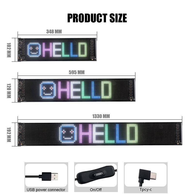 LED RGB Car Eye Sign Animation Matrix USB Panel DIY Programmable ...