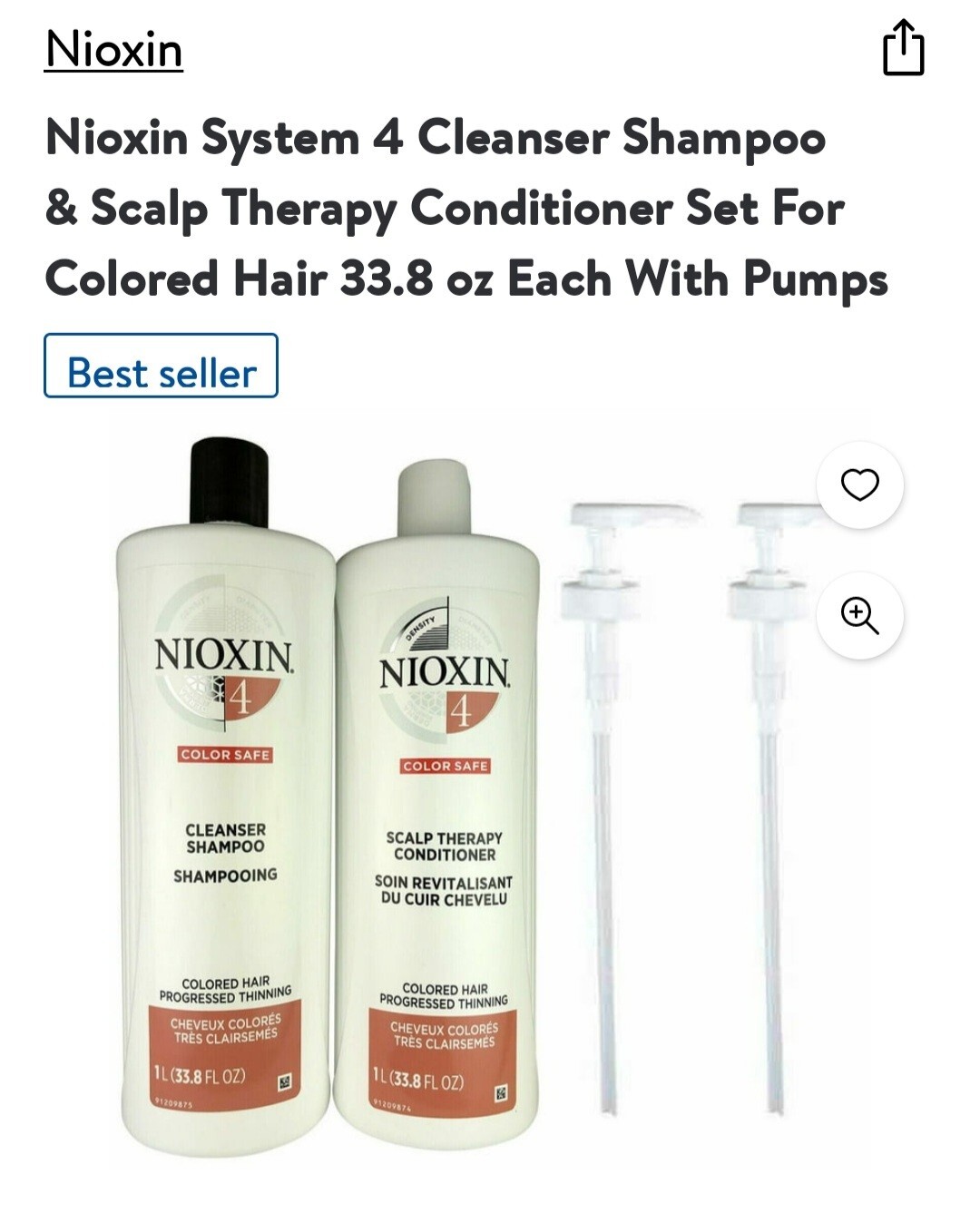 Nioxin System 4 33.8 fl oz Cleanser & Scalp Therapy Shampoo for sale ...