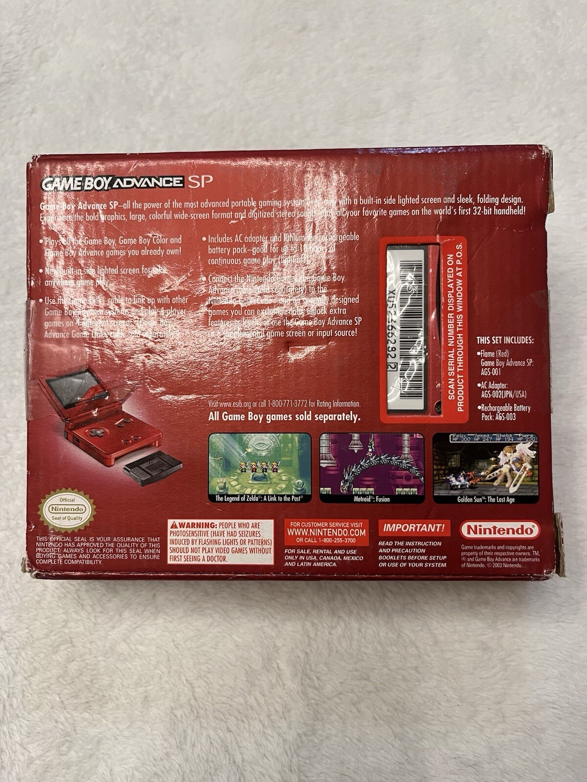 Nintendo Game Boy Advance SP Handheld System - Flame Red for sale ...