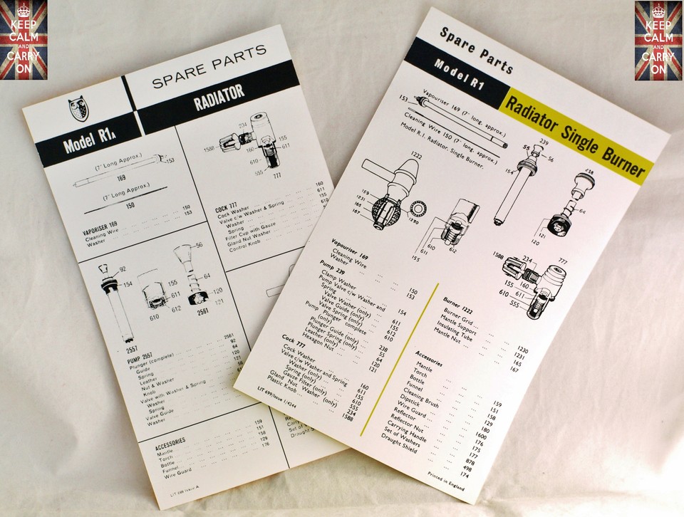 TILLEY LAMP RADIATOR R1 AND R1A SPECIFICATIONS AND SPARE PARTS LIST ...